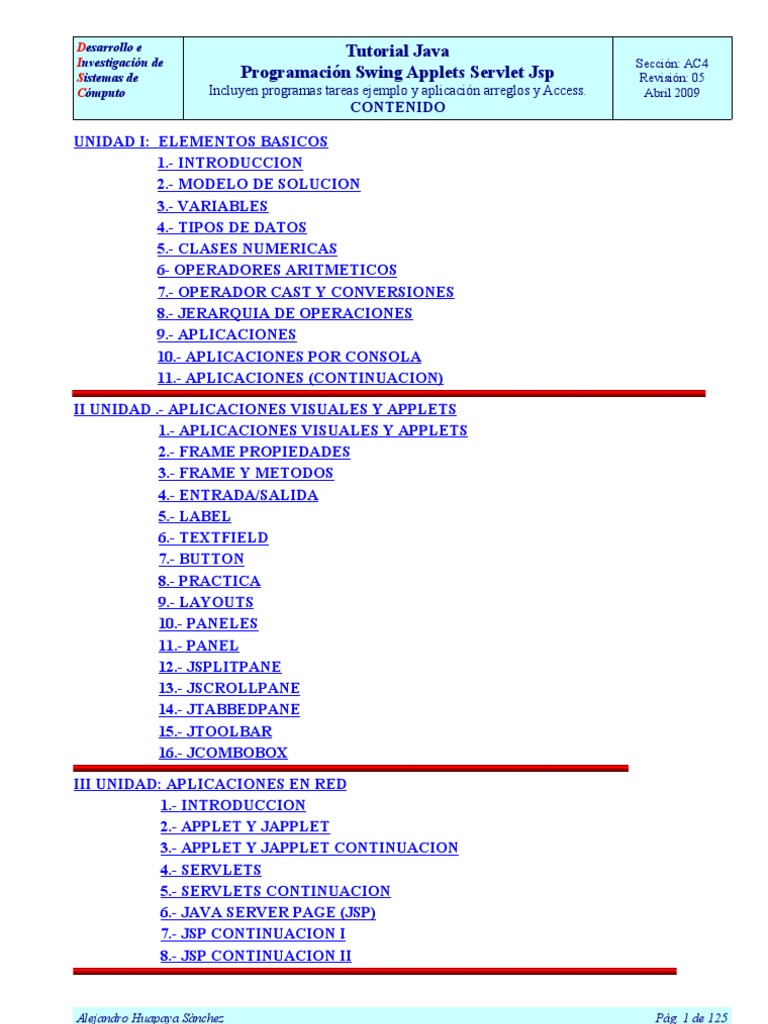 Tutorial Java | PDF | Páginas del servidor Java | Java (lenguaje de programación)