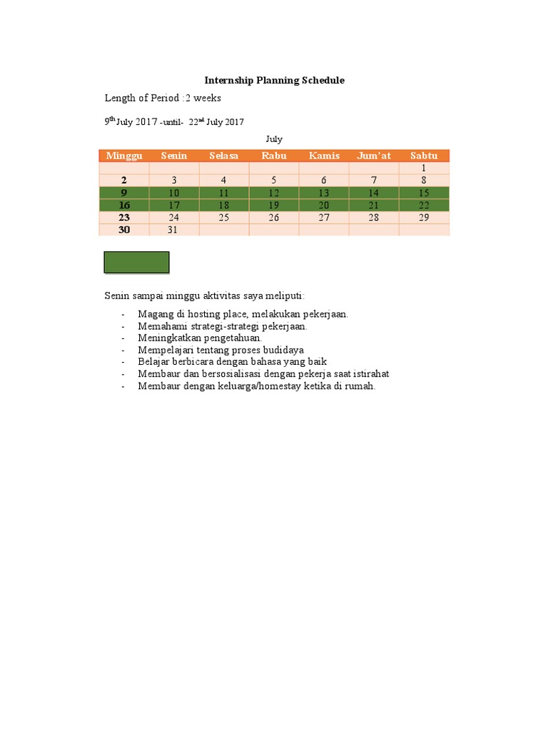 Internship Planning Schedule | PDF | Karier & Perkembangan | Pengembangan Diri