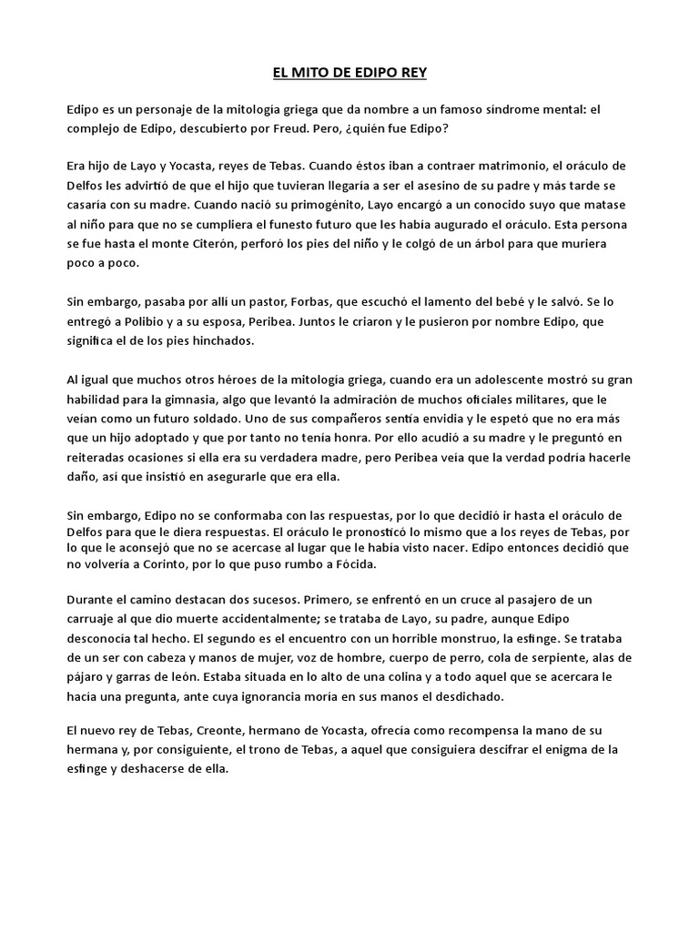 Mito De Edipo: Resumen Y Significado – FWWWKF