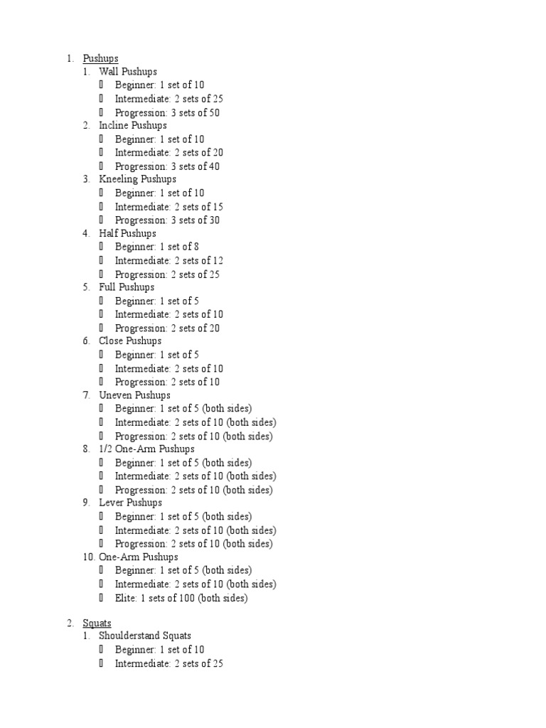 Bodyweight Workout Progressions Guide | PDF | Sports | Leisure