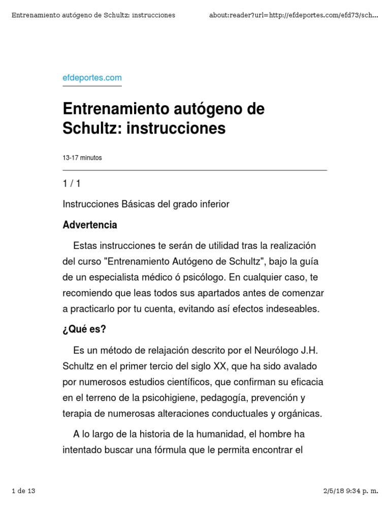 Entrenamiento autógeno: instrucciones para relajación | PDF | Ejercicio ...
