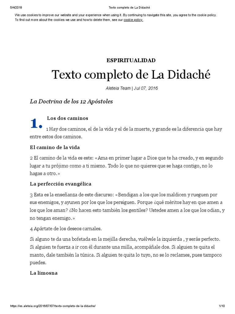 Guía Espiritual de La Didaché | PDF | orador del Señor | Profeta