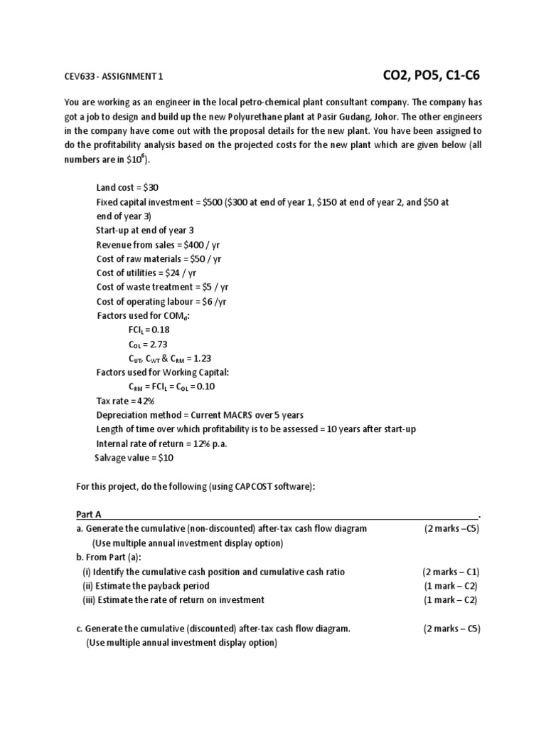 CEV633 - ASGN 1 - Mar2018 - Question | PDF | Net Present Value | Investing