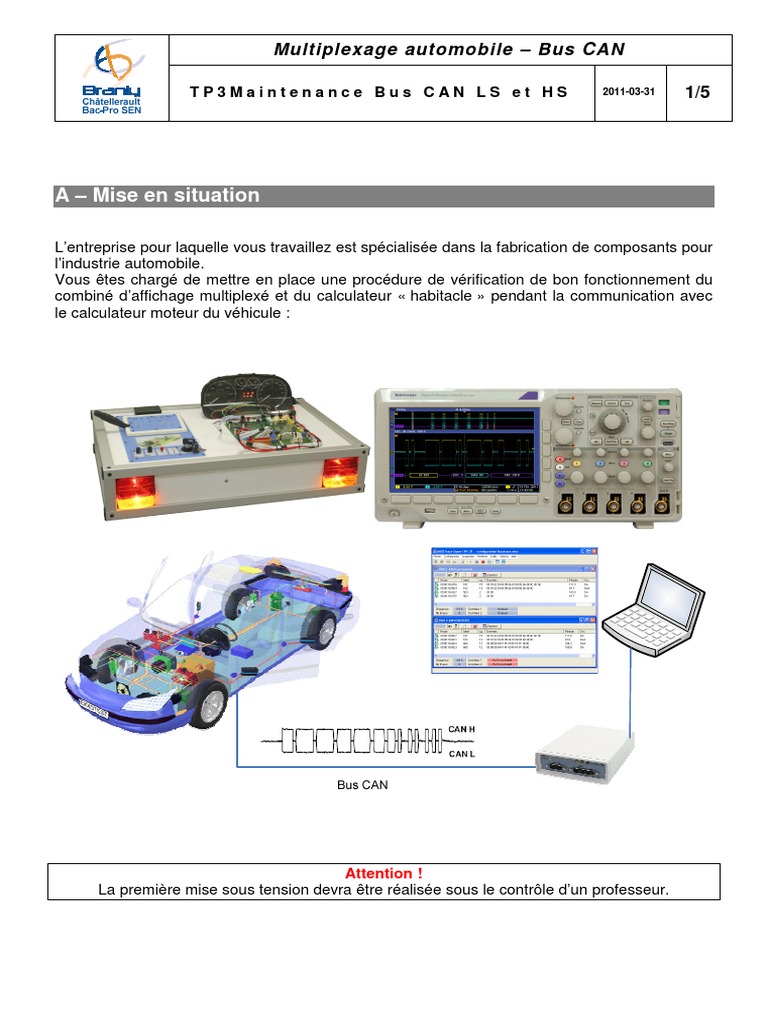 A - Mise en Situation: Multiplexage Automobile - Bus CAN | PDF ...