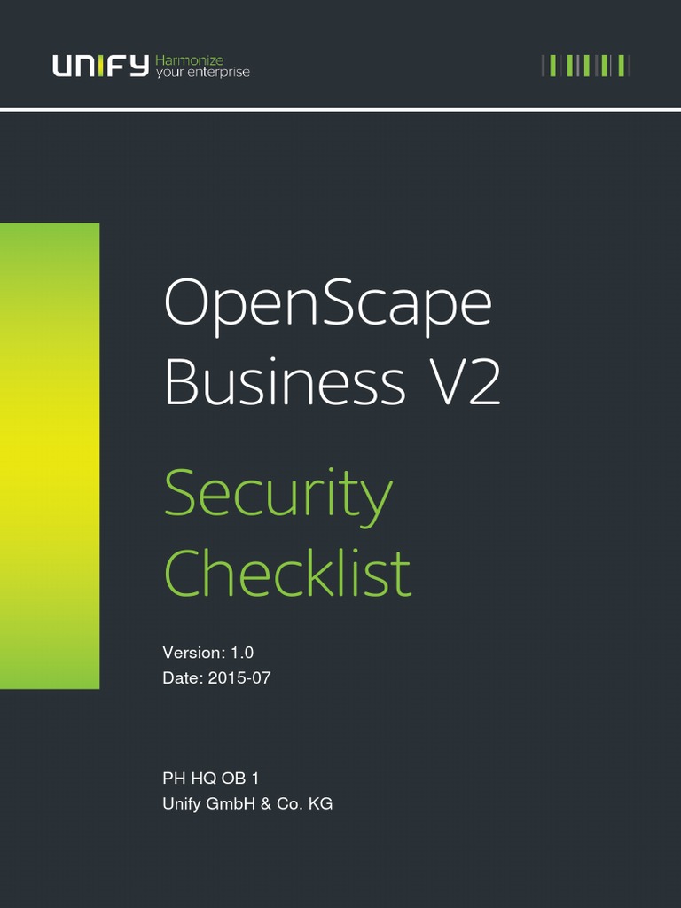 OpenScape Business V2 Security Checklist | PDF | Access Control ...