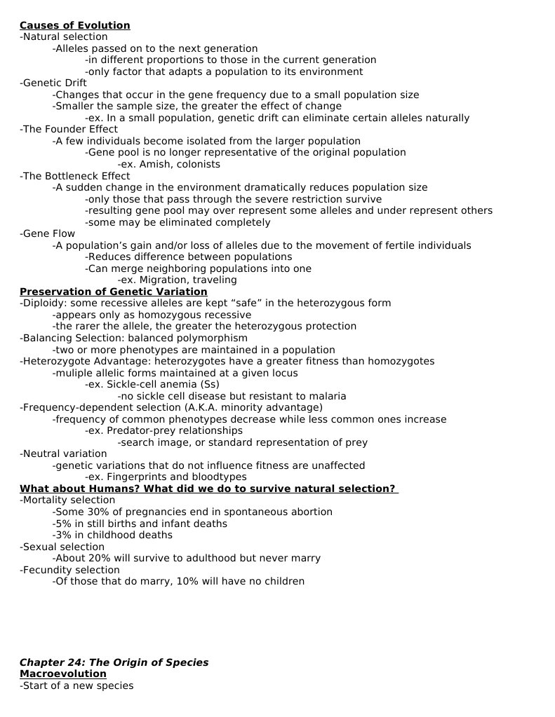 Causes of Evolution: Chapter 24: The Origin of Species | PDF | Allele ...