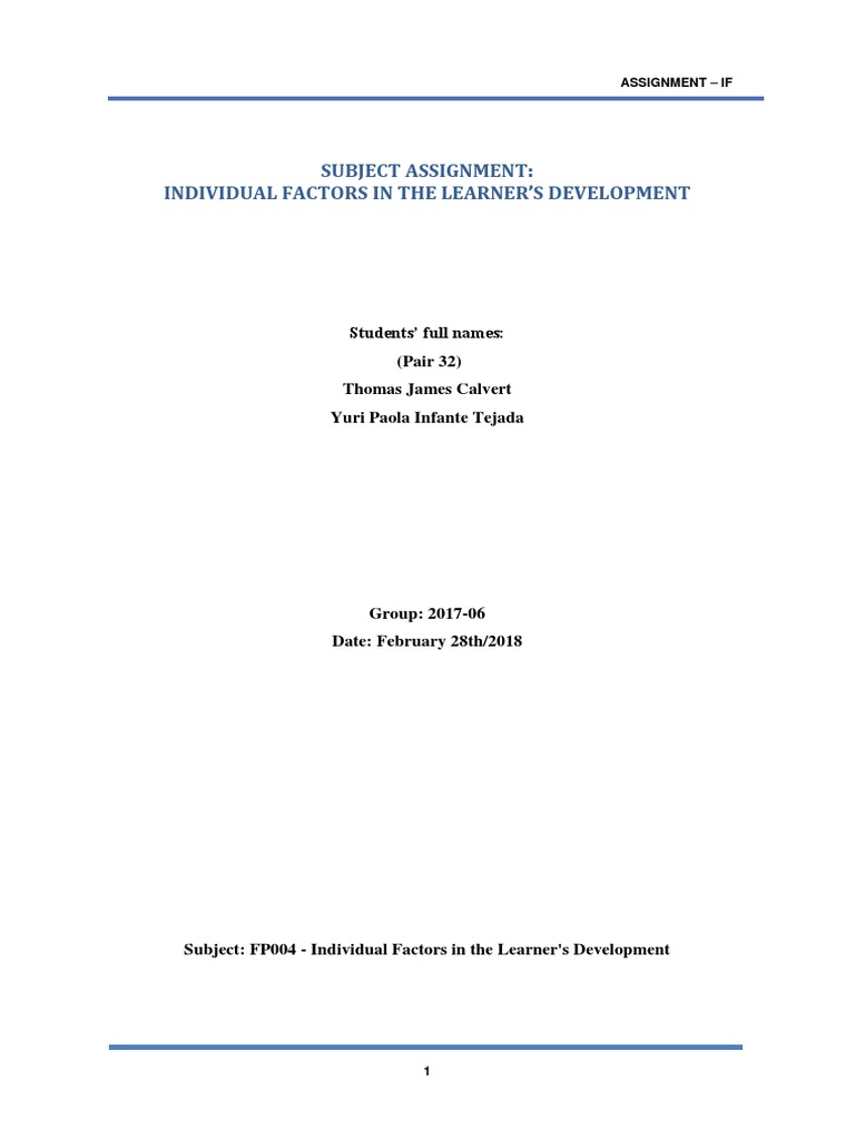 Individual Factors in Learner Development | PDF | Motivation | Motivational