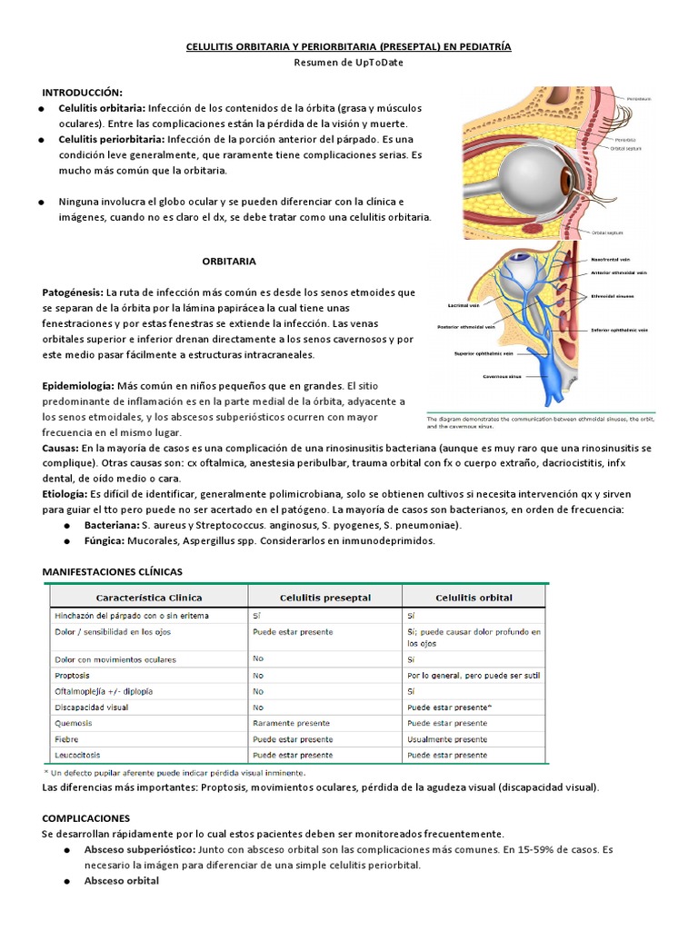 Celulitis Orbitaria y Periorbitaria pediatría | Epidemiología ...