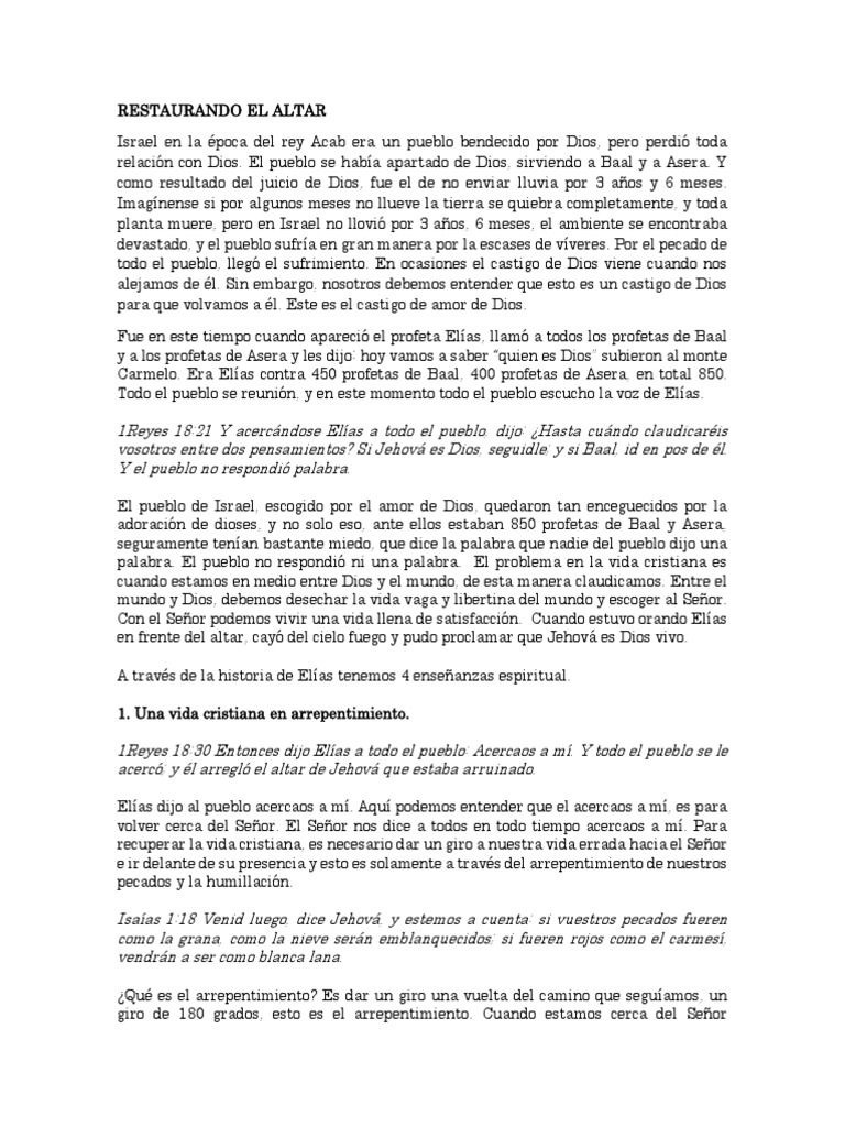 Restaurando El Altar | PDF | Elijah | espíritu Santo