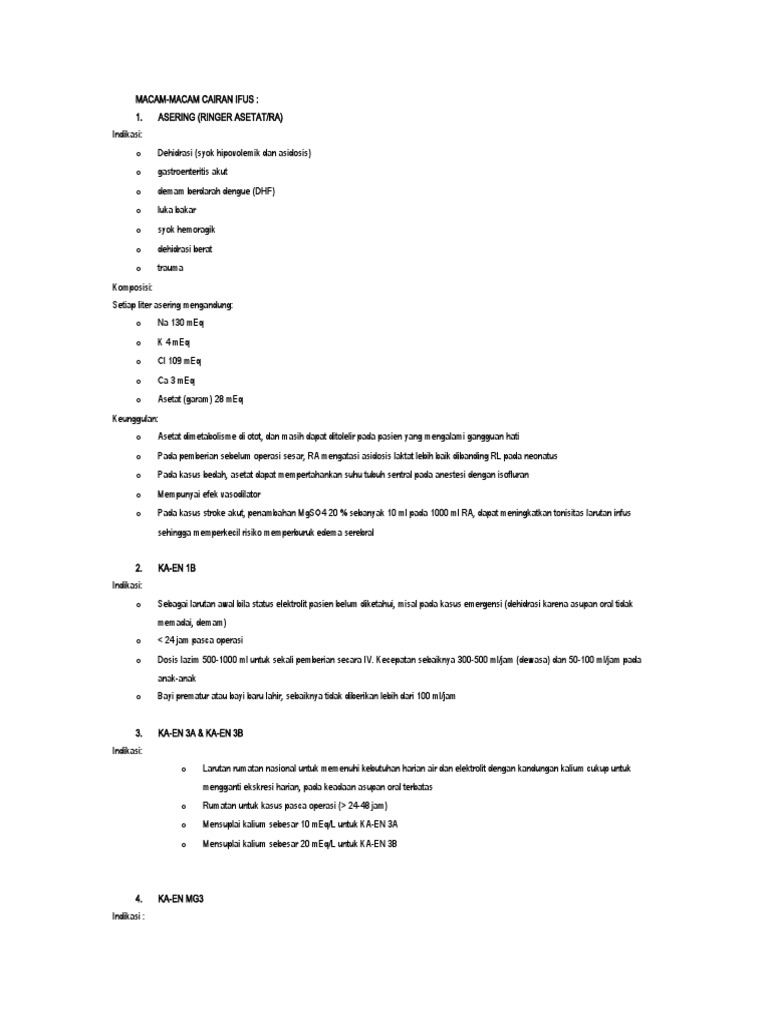 Macam-Macam Cairan Infus | PDF