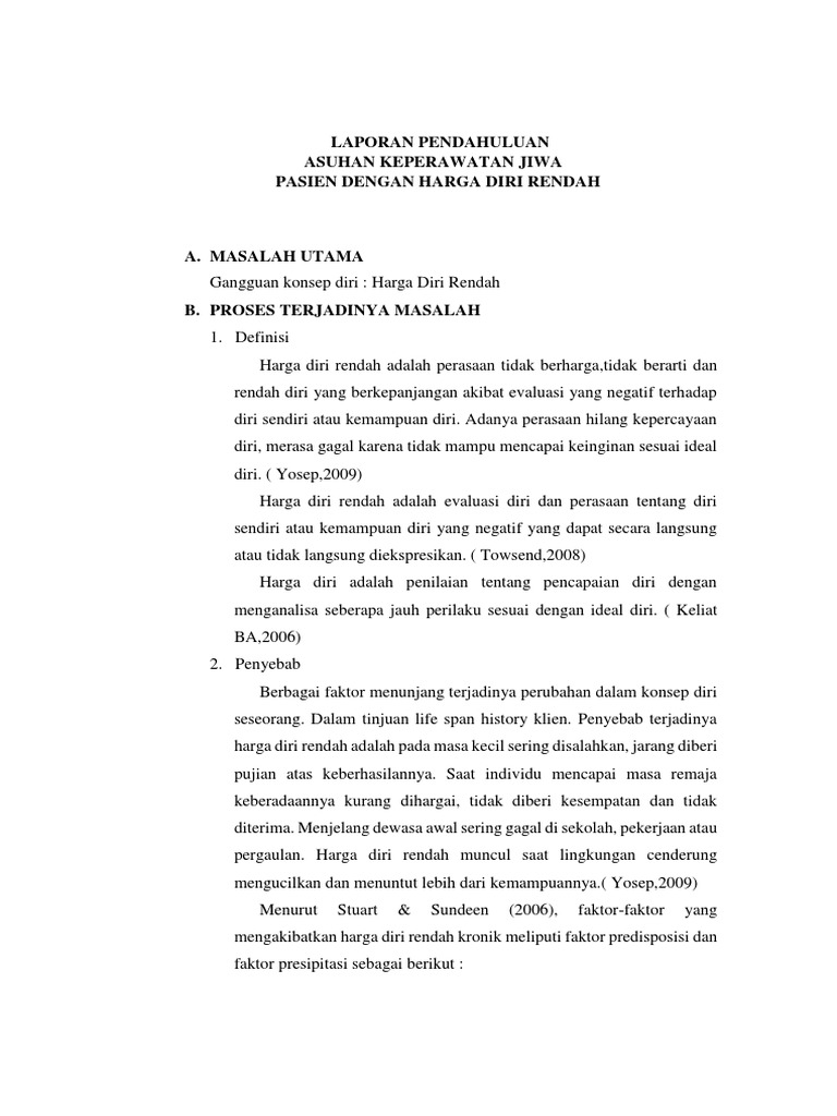 Asuhan Keperawatan Harga Diri Rendah | PDF