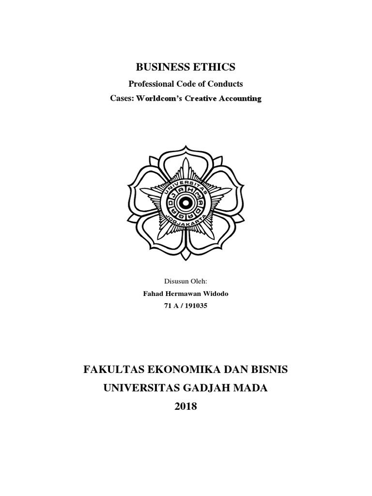 Business Ethics: Professional Code of Conducts Cases: Worldcom's Creative Accounting | PDF ...