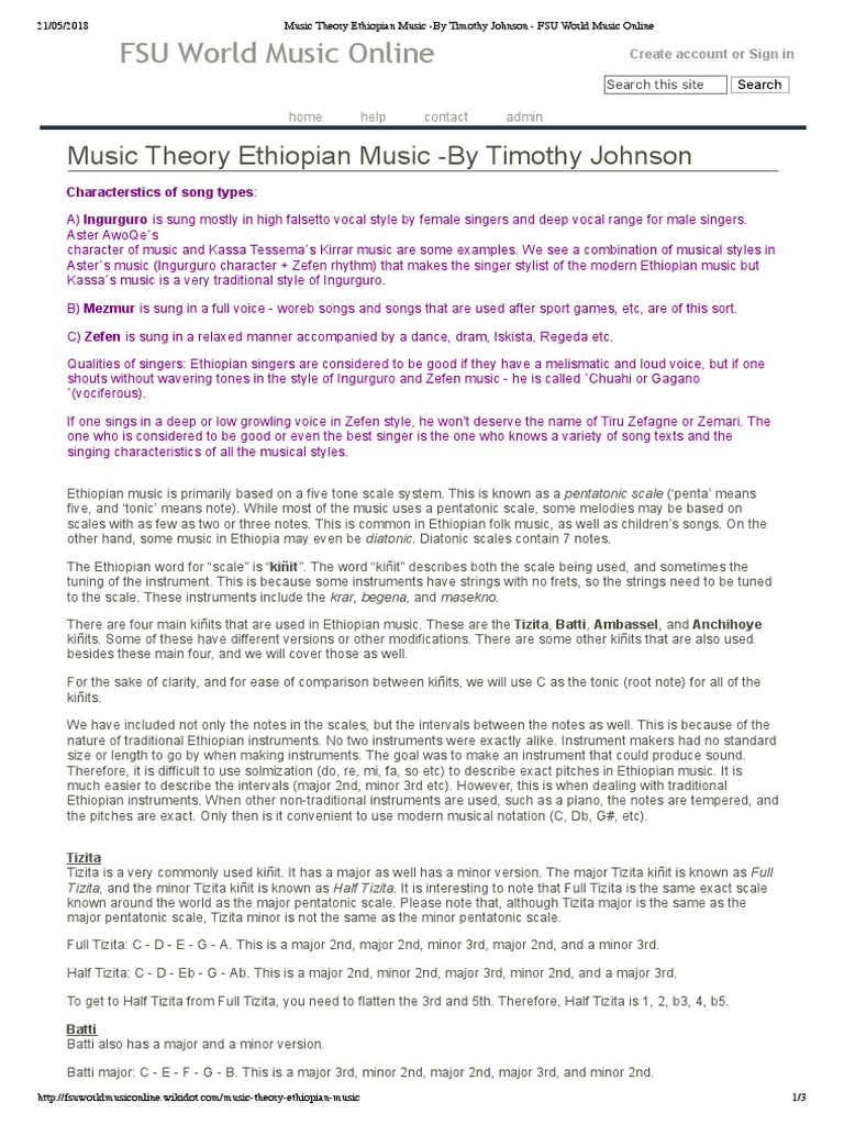 Ethiopian Music Theory Overview | PDF | Singing | Scale (Music)