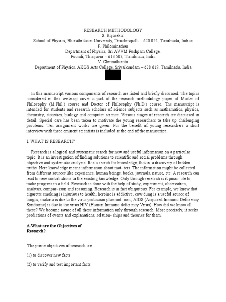 A What Are The Objectives Of Research PDF Scientific Method