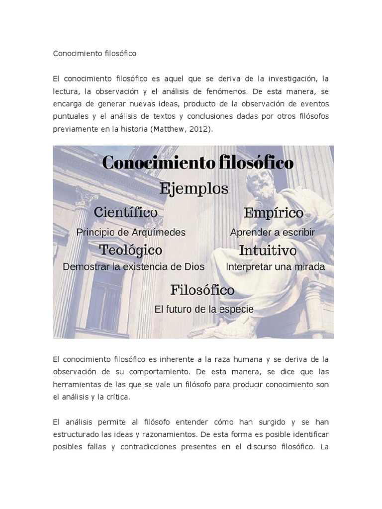 Conocimiento Filosófico | PDF | Conocimiento | Lectura (proceso)