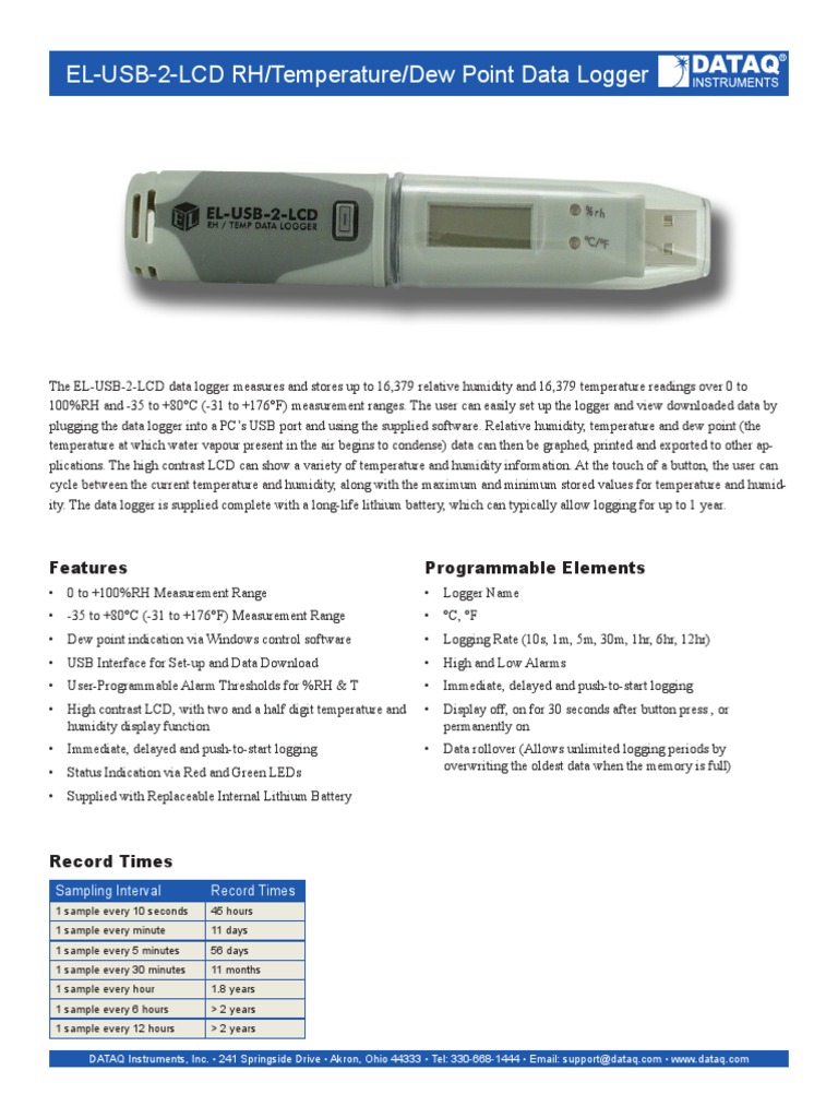 El Usb 2 LCD Data Logger | PDF | Personal Computers | Microsoft Excel El Usb 2 LCD Data Logger | PDF | Personal Computers | Microsoft Excel