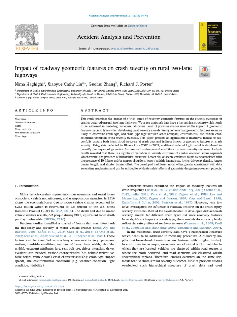Impact of Roadway Geometric Features On Crash Severity On Rural Two ...