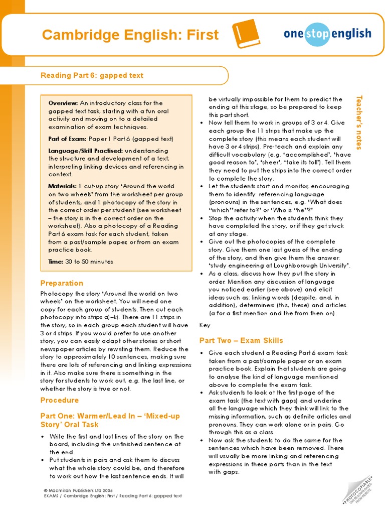 Cambridge English First - Reading Part6 PDF | PDF | Test (Assessment ...