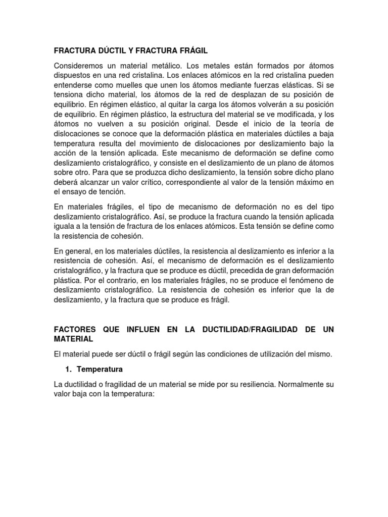 Fractura Frágil y Dúctil | PDF | Mecánica de fractura | Ductilidad