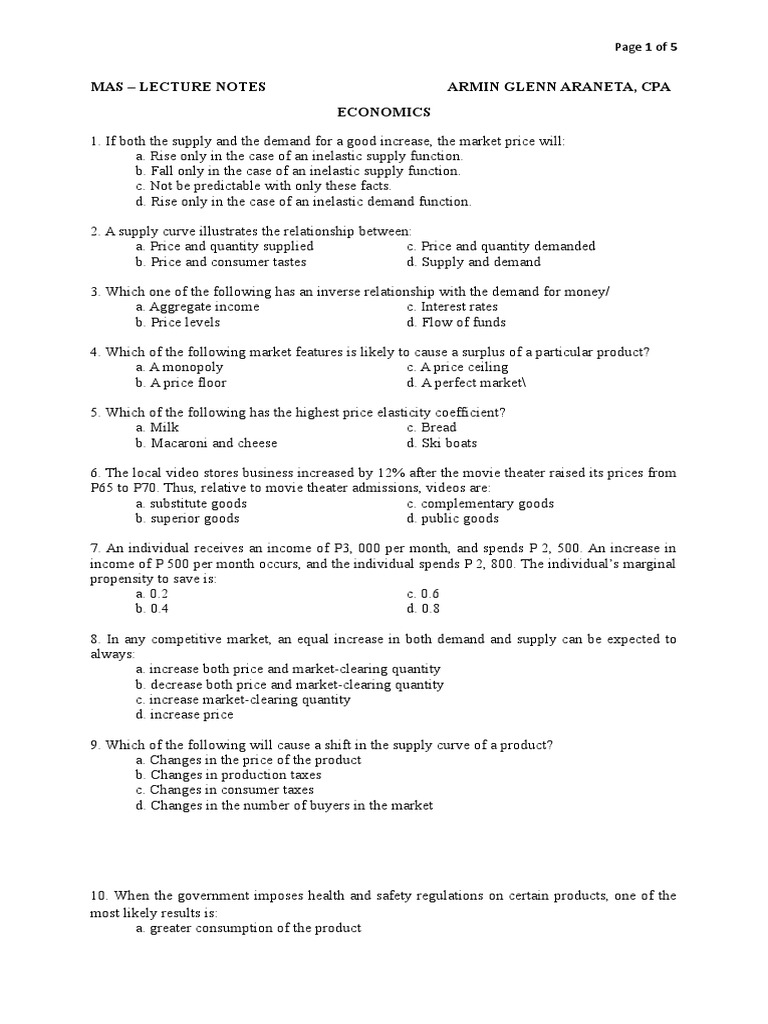 1 5 Mas - Lecture Notes Armin Glenn Araneta, Cpa Economics | PDF ...