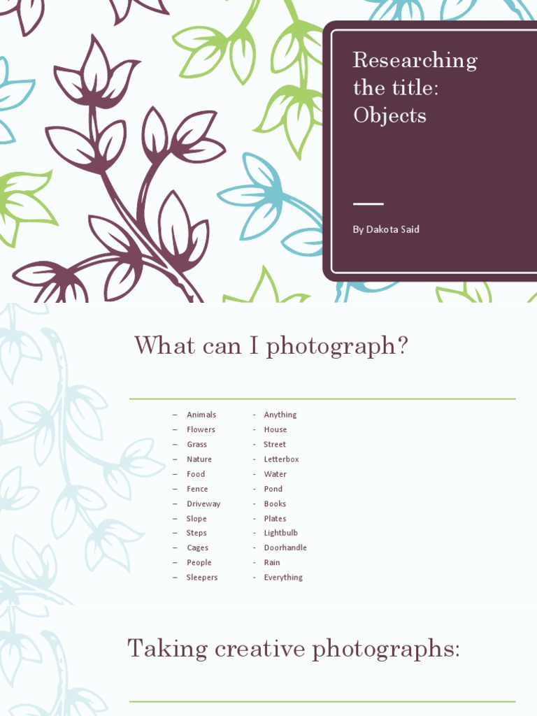 Researching The Title Objects | PDF | Home & Garden | Art