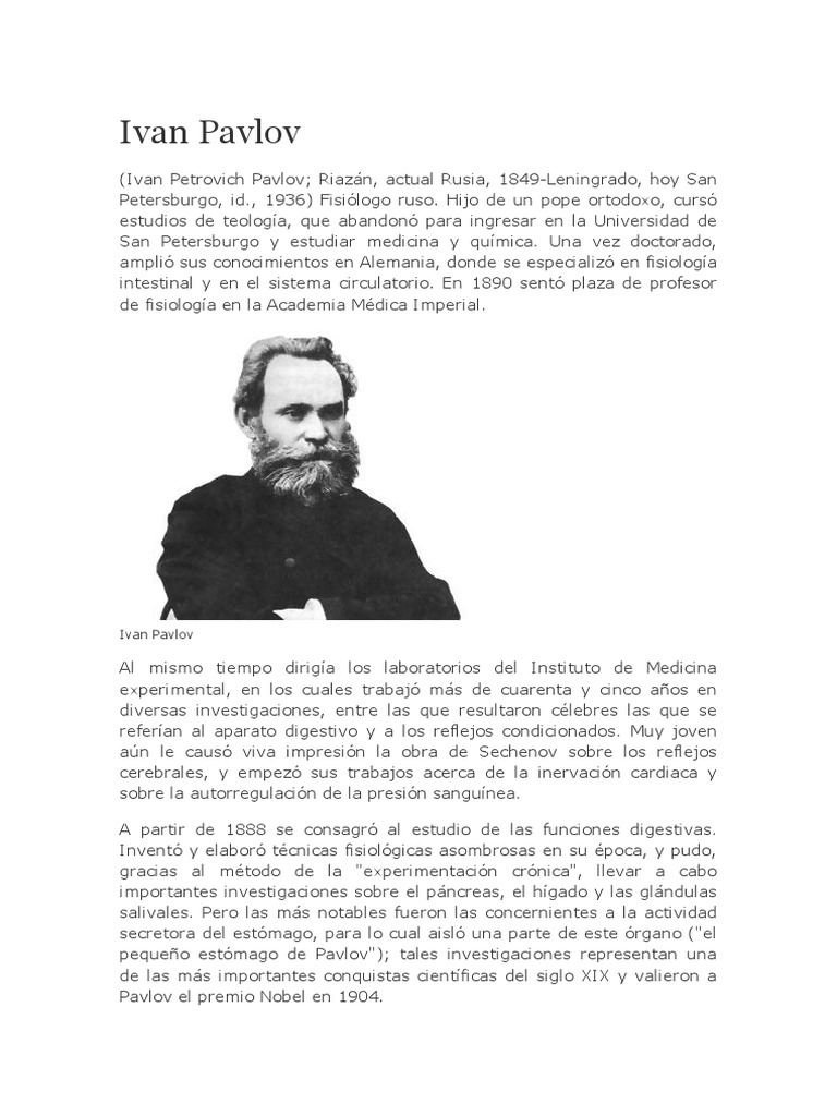 Ivan Pavlov | PDF | Sicología