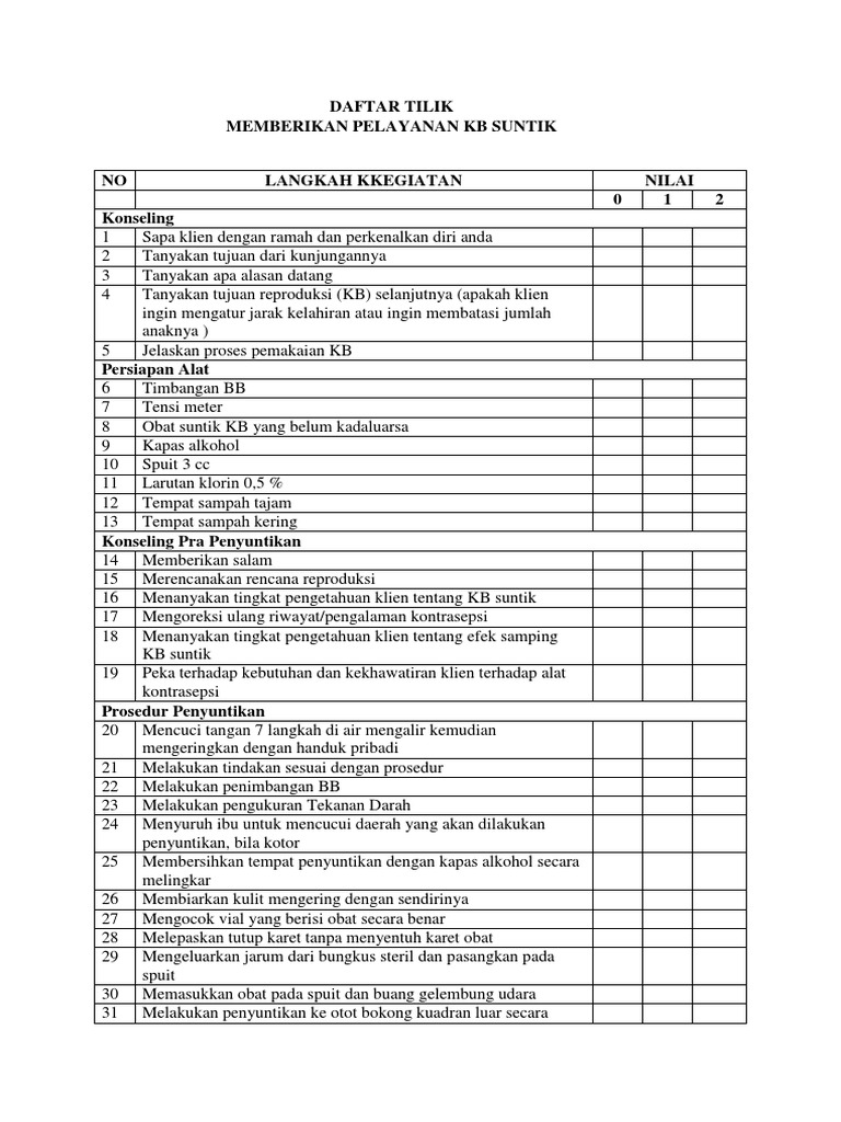 Daftar Tilik KB | PDF