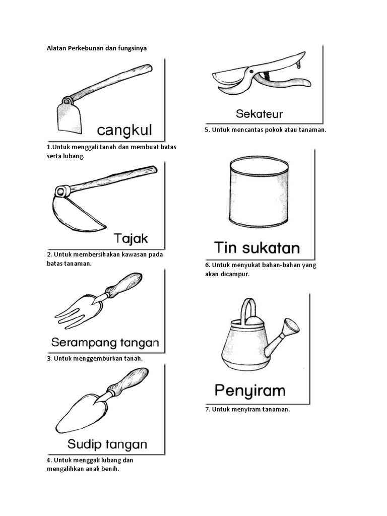 Alatan Perkebunan Dan Fungsinya | PDF | Griya & Taman | Teknologi ...