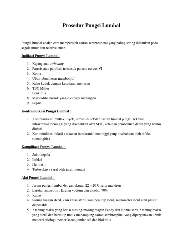 Prosedur Pungsi Lumbal | PDF