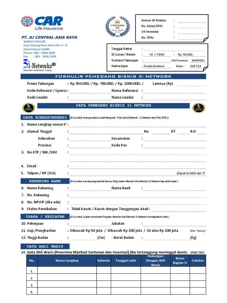 Formulir CAR 3i Crown XL R1E Halaman1-1 | PDF