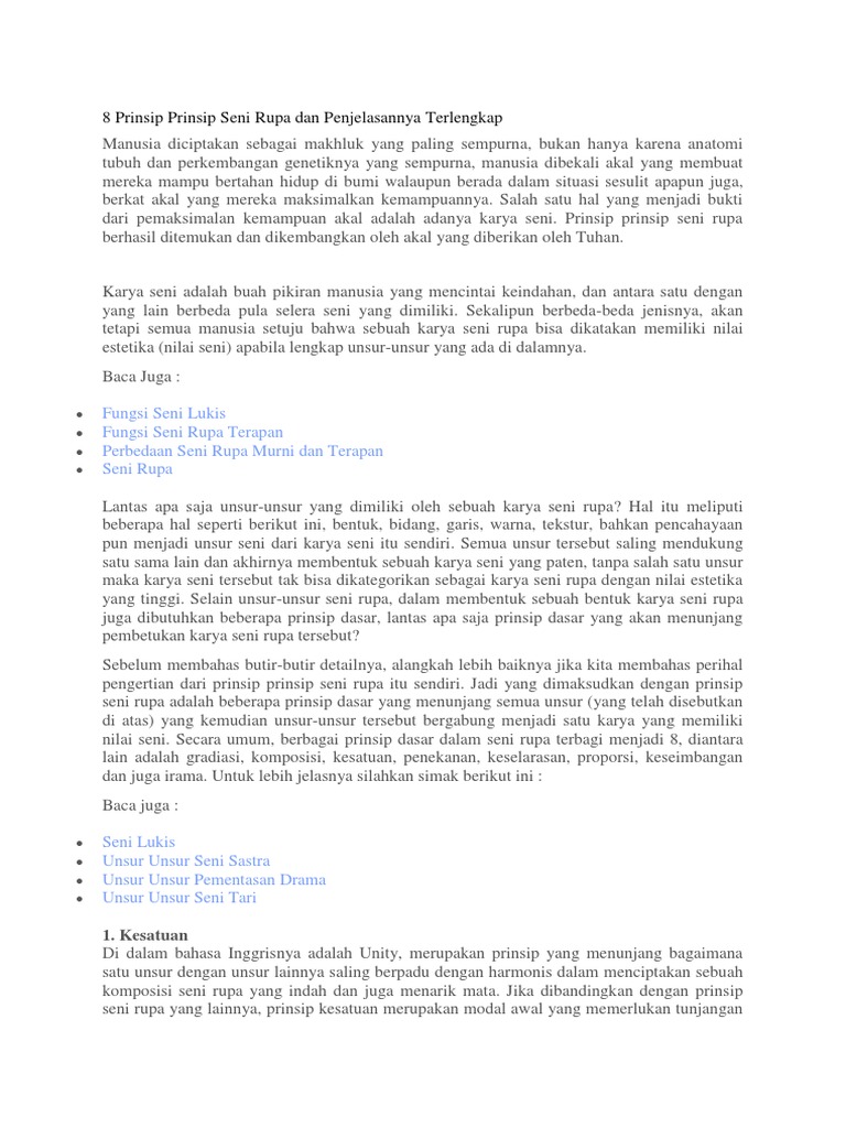 8 Prinsip Prinsip Seni Rupa Dan Penjelasannya | PDF