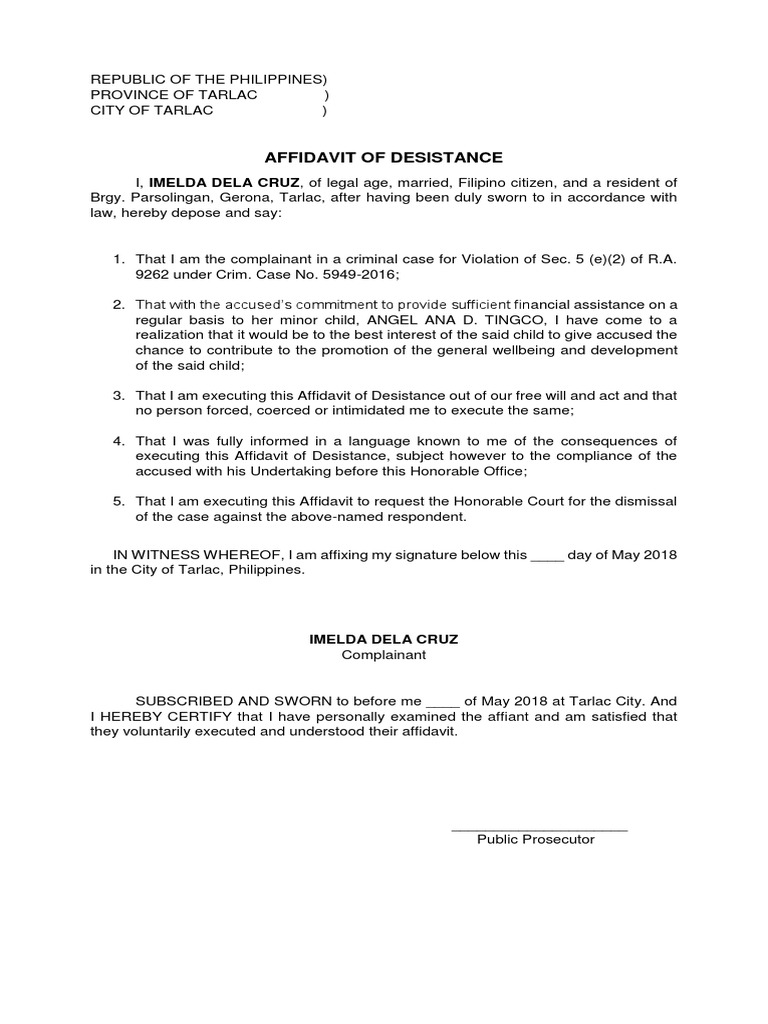 Affidavit of Desistance | PDF
