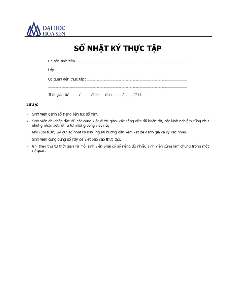 So Nhat Ky Thuc Tap | PDF