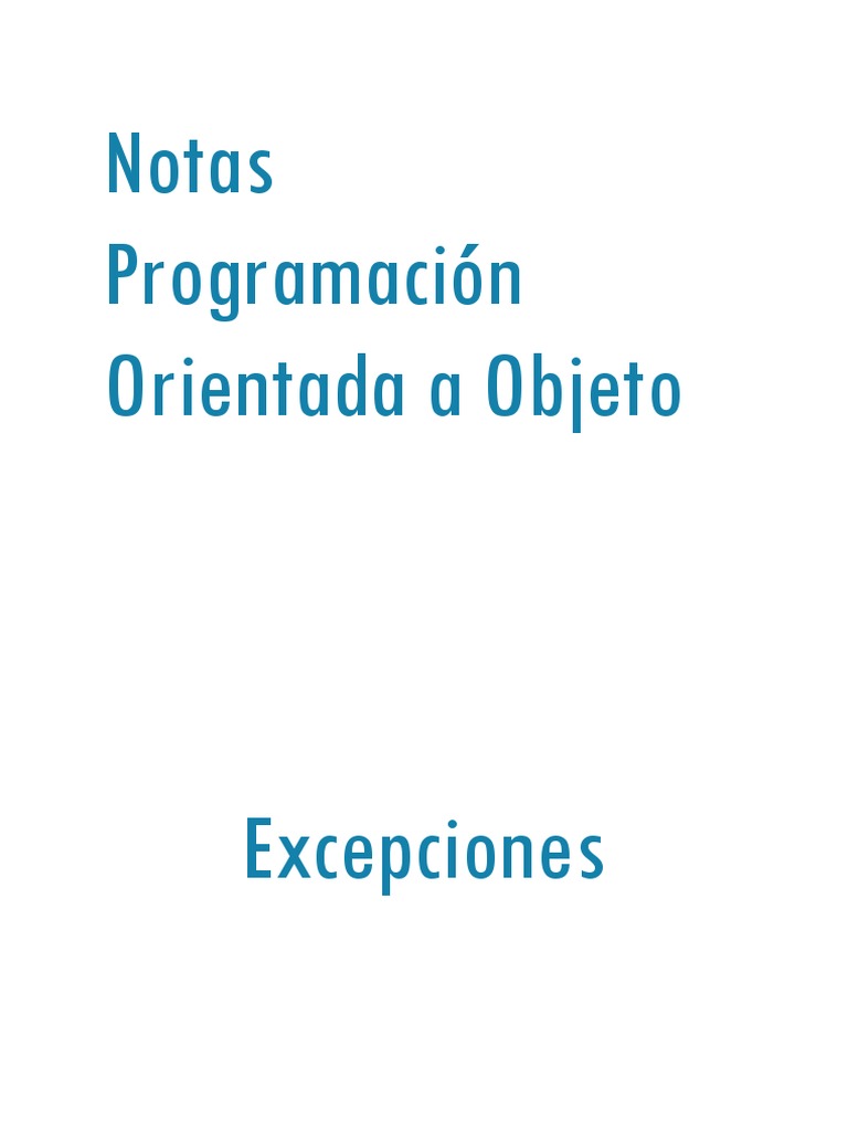 Notas Poo Excepciones | PDF | Java (lenguaje de programación) | Tecnología digital