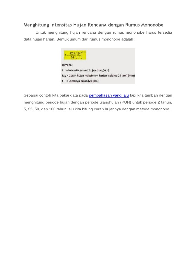 Intensitas Hujan Metode Mononobe | PDF