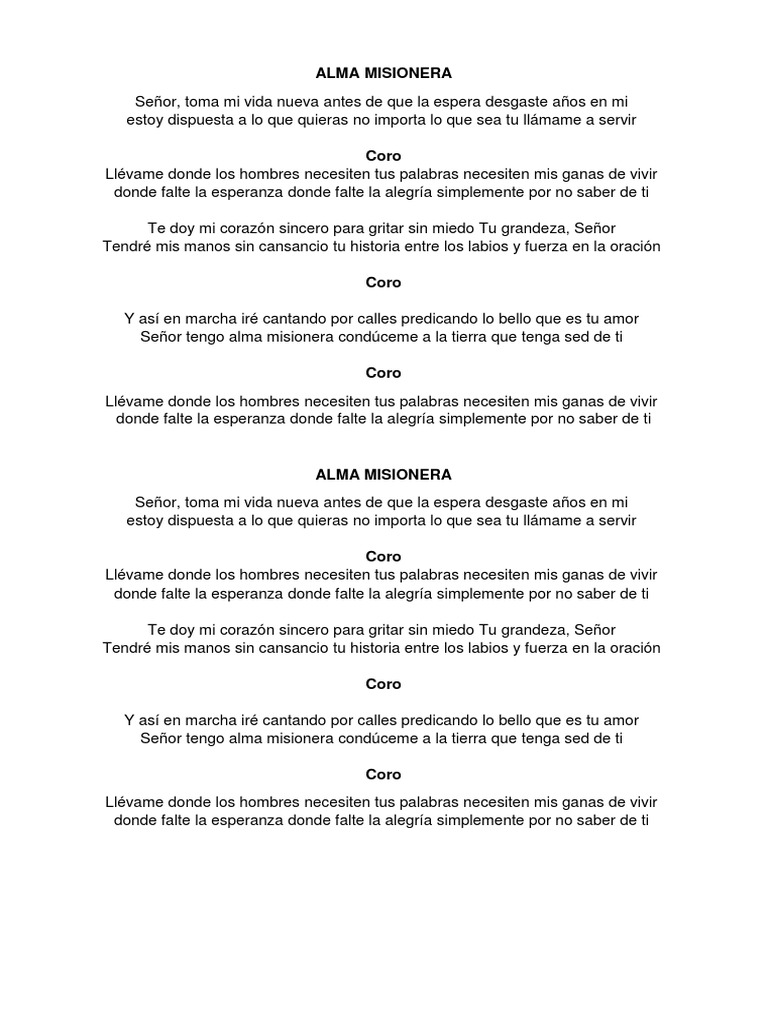 Alma Misionera Letra