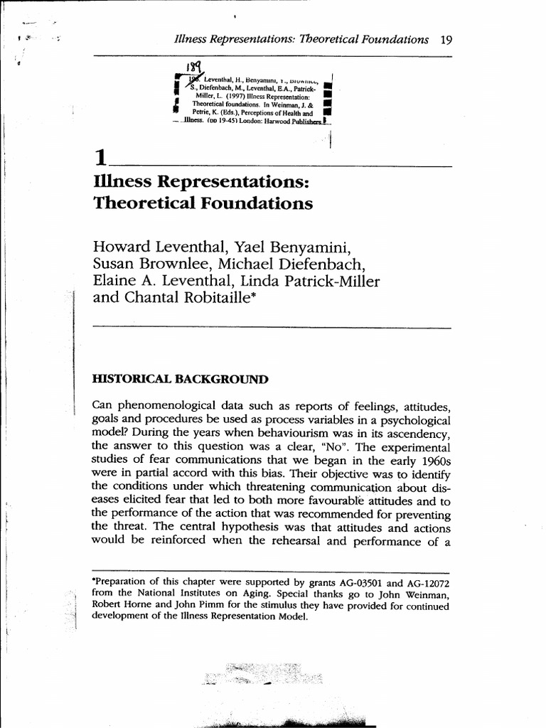 Foundations of Illness Representation Model | PDF | Coping (Psychology ...