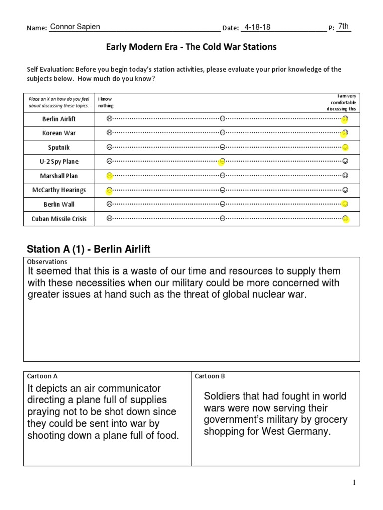 Cold War Stations Student Handout | PDF | Lockheed U 2 | Nikita Khrushchev