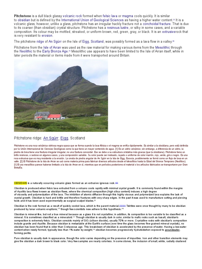 Pitchstone Is A Dull Black Glassy: An Sgùrr Eigg | PDF | Volcanism ...