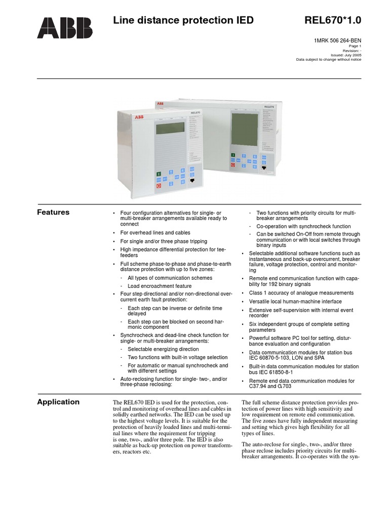 Catalogue REL670 PDF | PDF | Electric Power System | Transformer