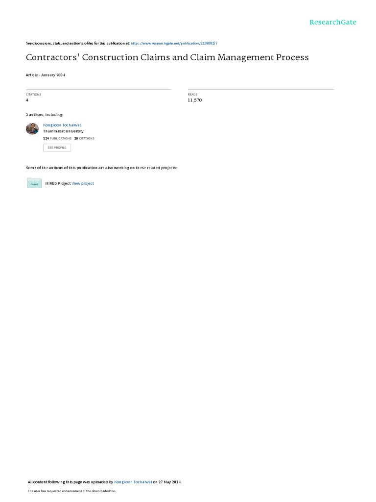Contractors Construction Claims and Claim Management Process | PDF ...