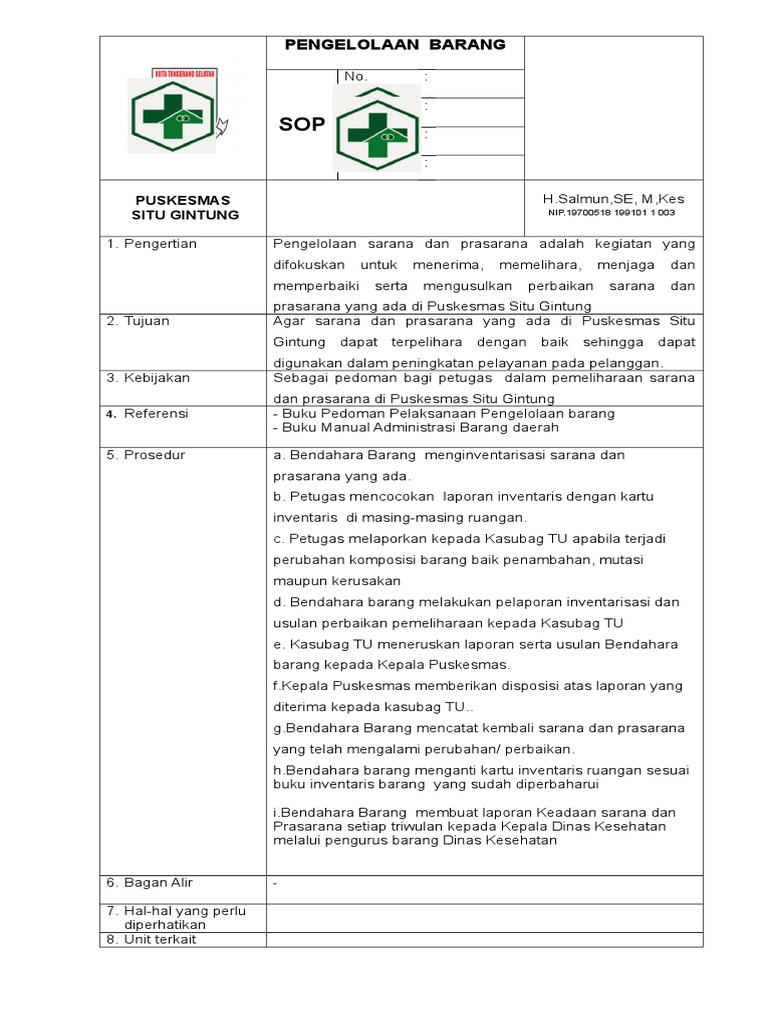 Sop Pengelolaan Barang | PDF