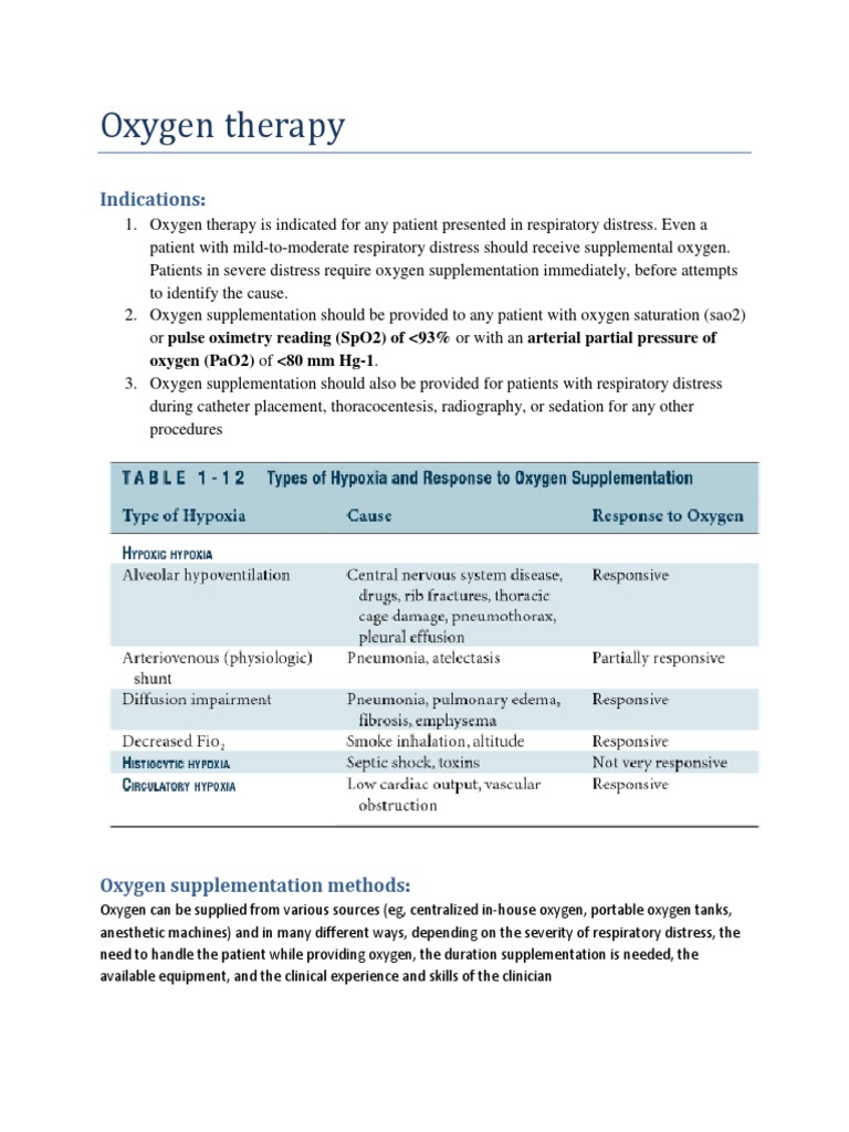 Oxygen Therapy | Descargar gratis PDF | Respiratory System | Oxygen