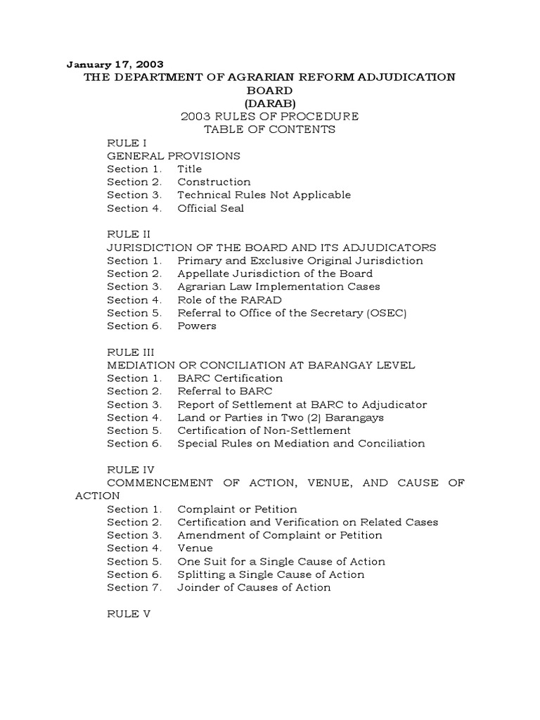2003 Darab Rules of Procedure | PDF | Lawsuit | Complaint