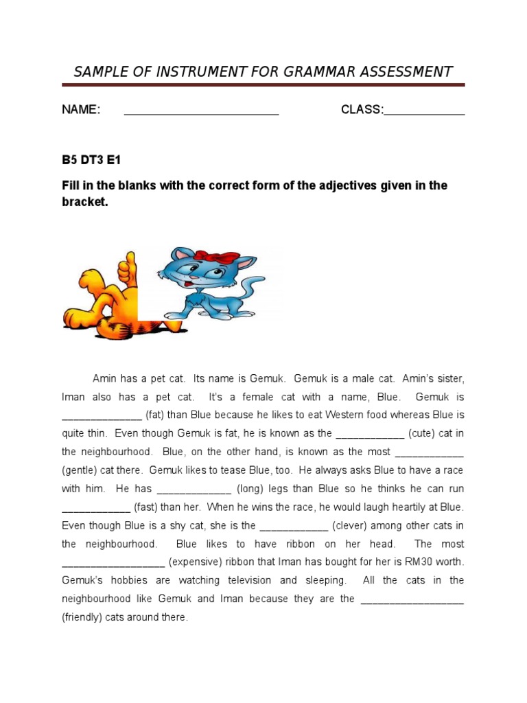 5) Sample of Instruments For Grammar Assessment | PDF