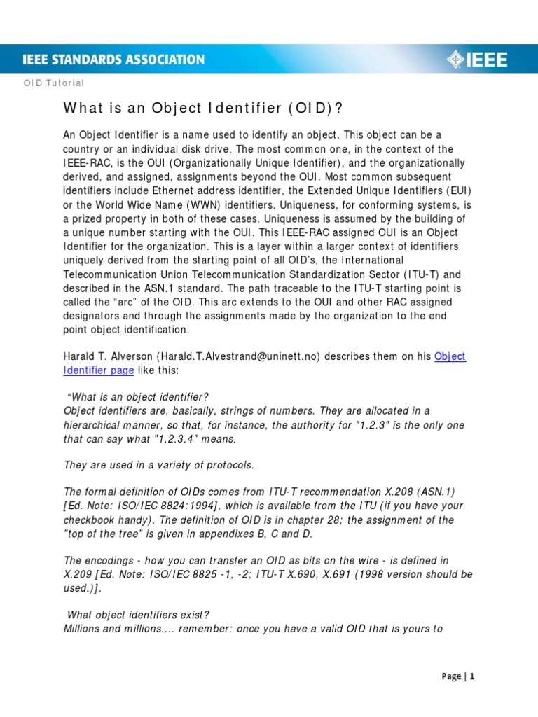 What Is An Object Identifier (OID) ? | PDF | Informática | Datos de ...