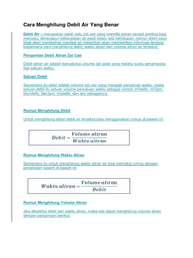 Cara Menghitung Debit Air Yang Benar | PDF