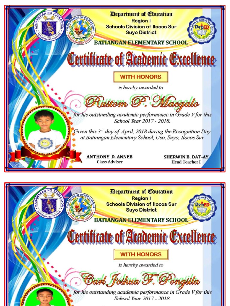 Academic Excellence Award Template