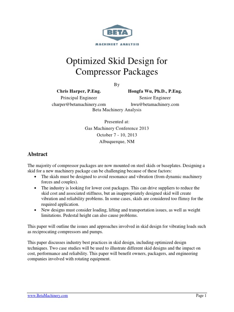 Optimized Skid Design For Compressor Packages | PDF | Structural Load ...