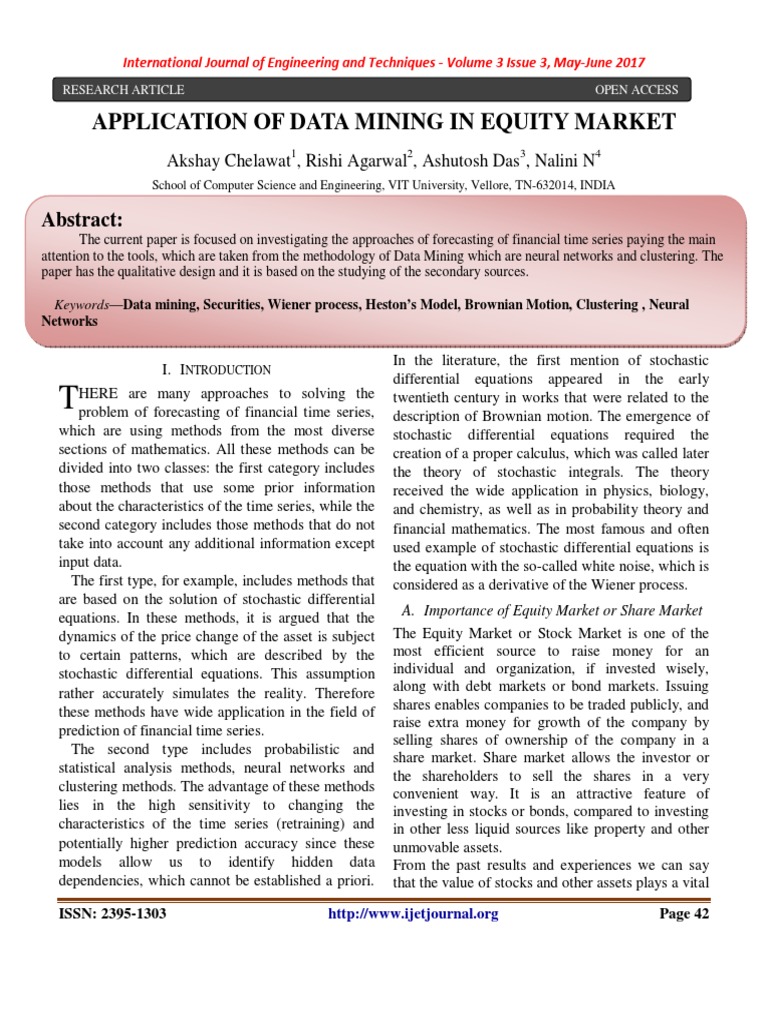 Application of Data Mining in Equity Market: Abstract | PDF | Stock ...